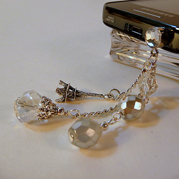 Cell Phone Charm Plug, Eiffel Tower, Crystal, Bling, Iphone, Android on ...